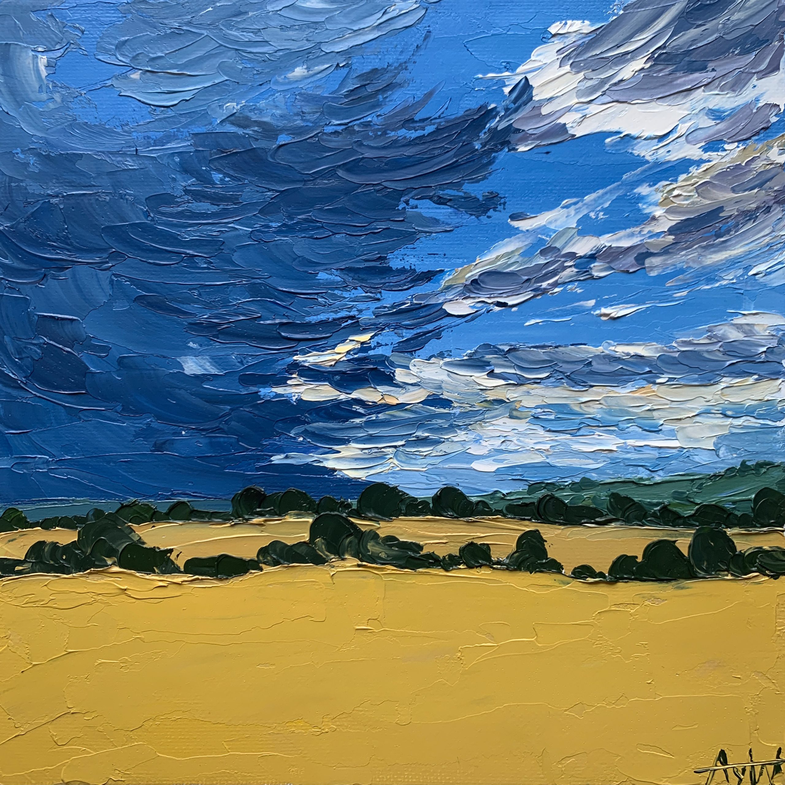 Blue Clouds - Original Palette Knife Painting - Amy Webb Art