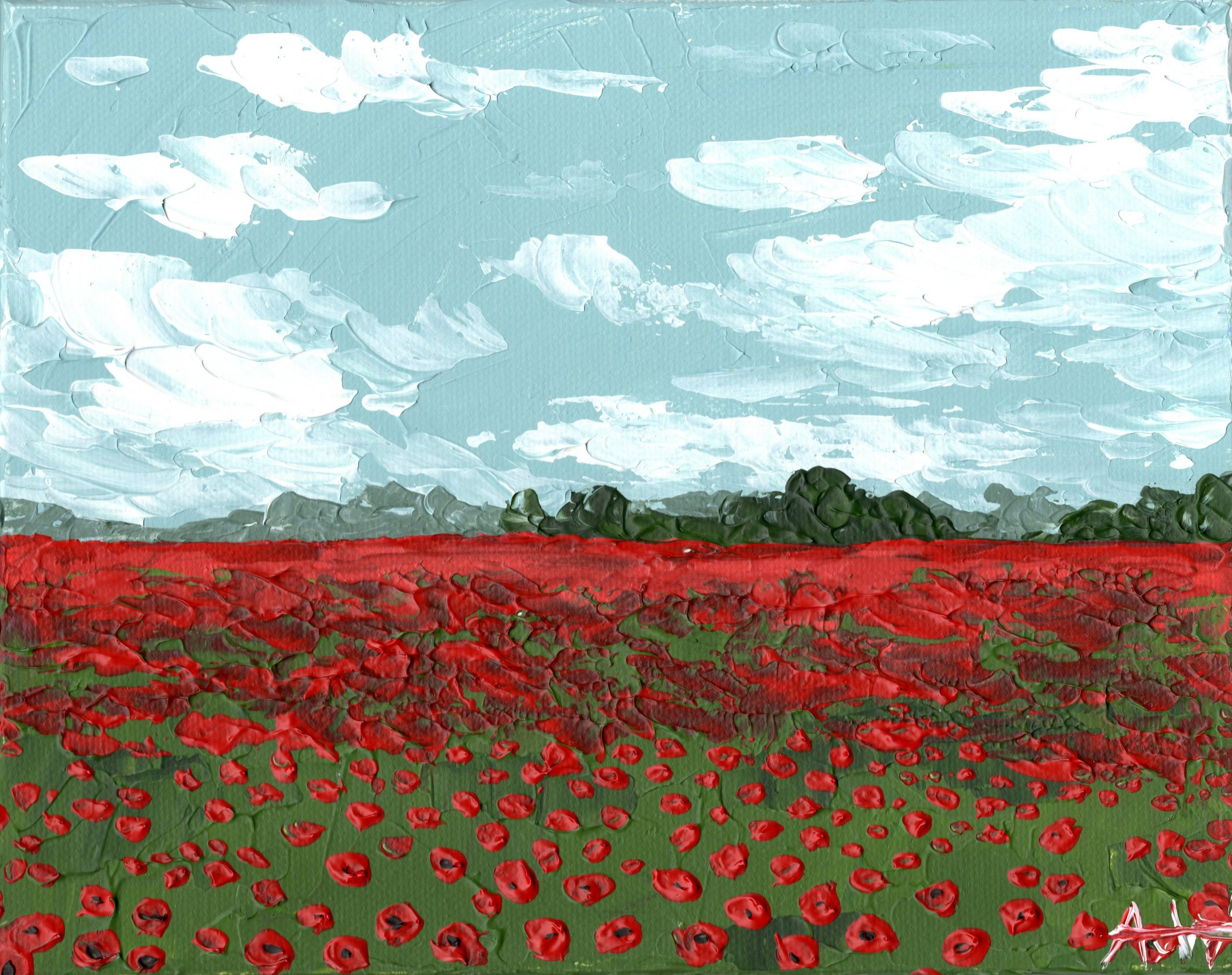 Poppy Field Painting - Original Landscape Artwork - Amy Webb Art
